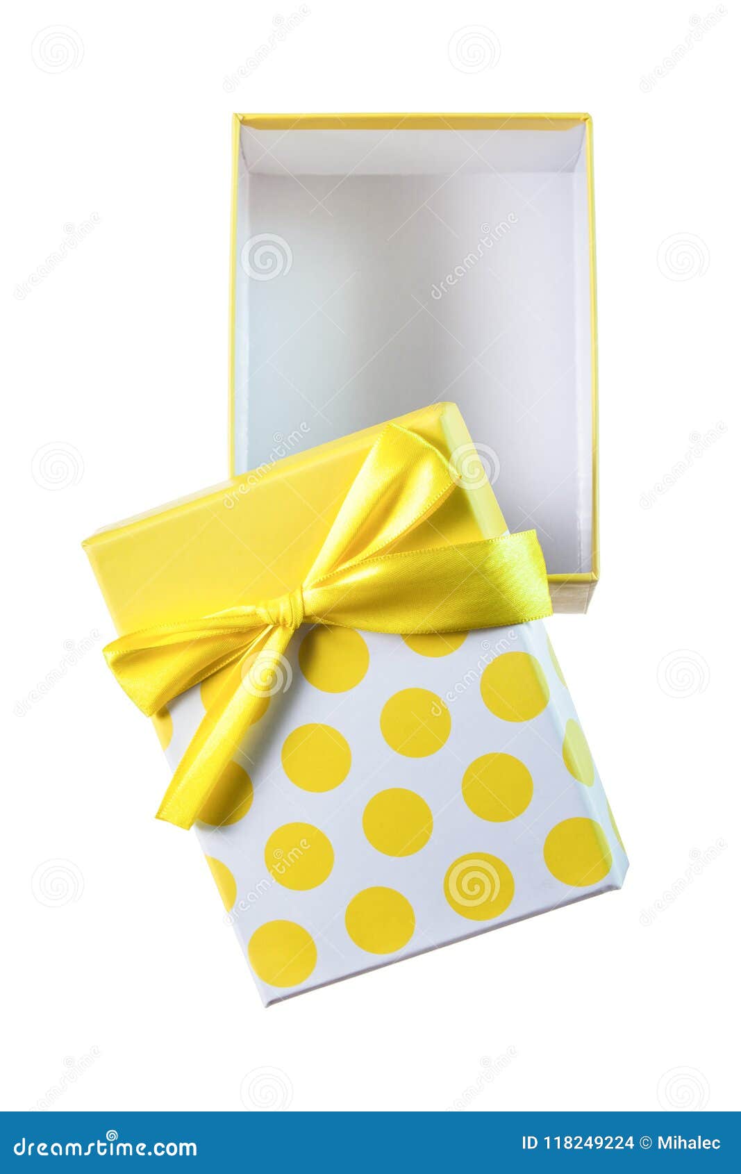 Opened Yellow Gift Box Isolated on White Stock Photo - Image of ...