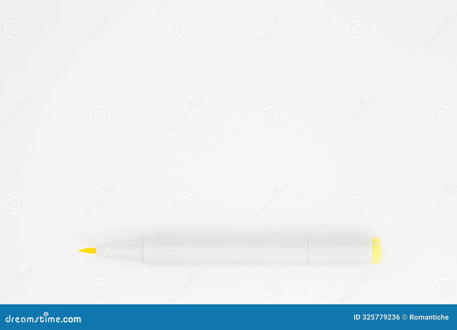 Opened Yellow Marker Laying on Blank White Page Stock Photo - Image of ...