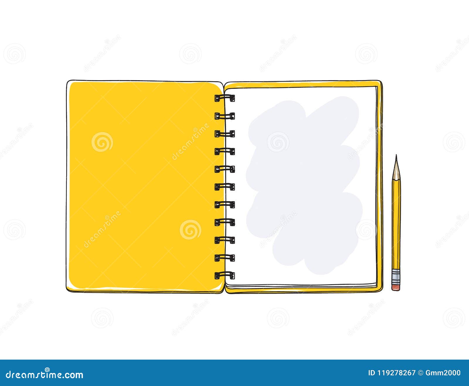 Yellow Notebook Square Frame, Hand Drawn School Supplies Flat Cartoon ...