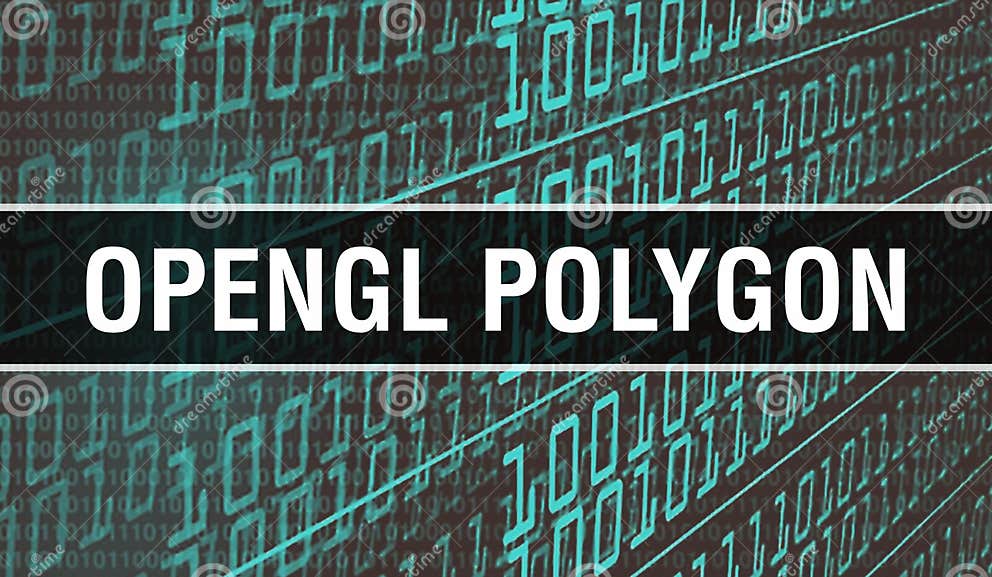 OpenGL Polygon with Binary Code Digital Technology Background. Abstract Background with Program ...