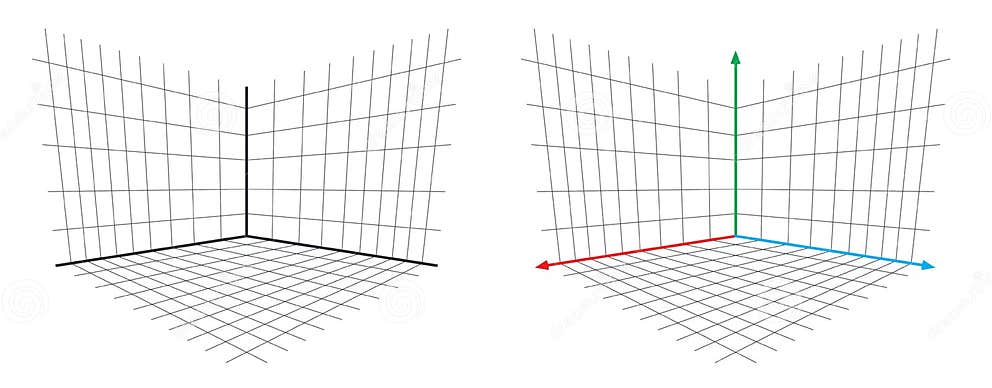 OpenGL Projection Matrix Perspective 3d Axis Vector Stock Vector ...