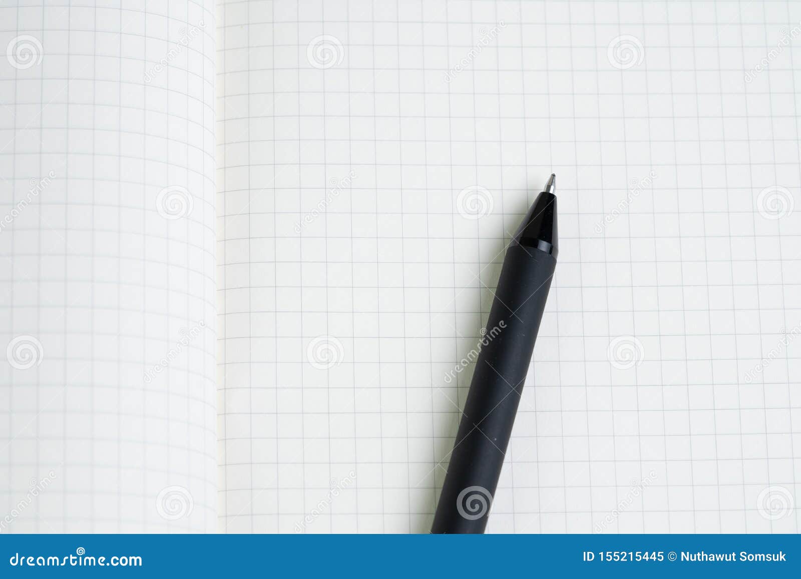 Opening Blank Graph Paper Page Notebook with Pen Using As Business ...