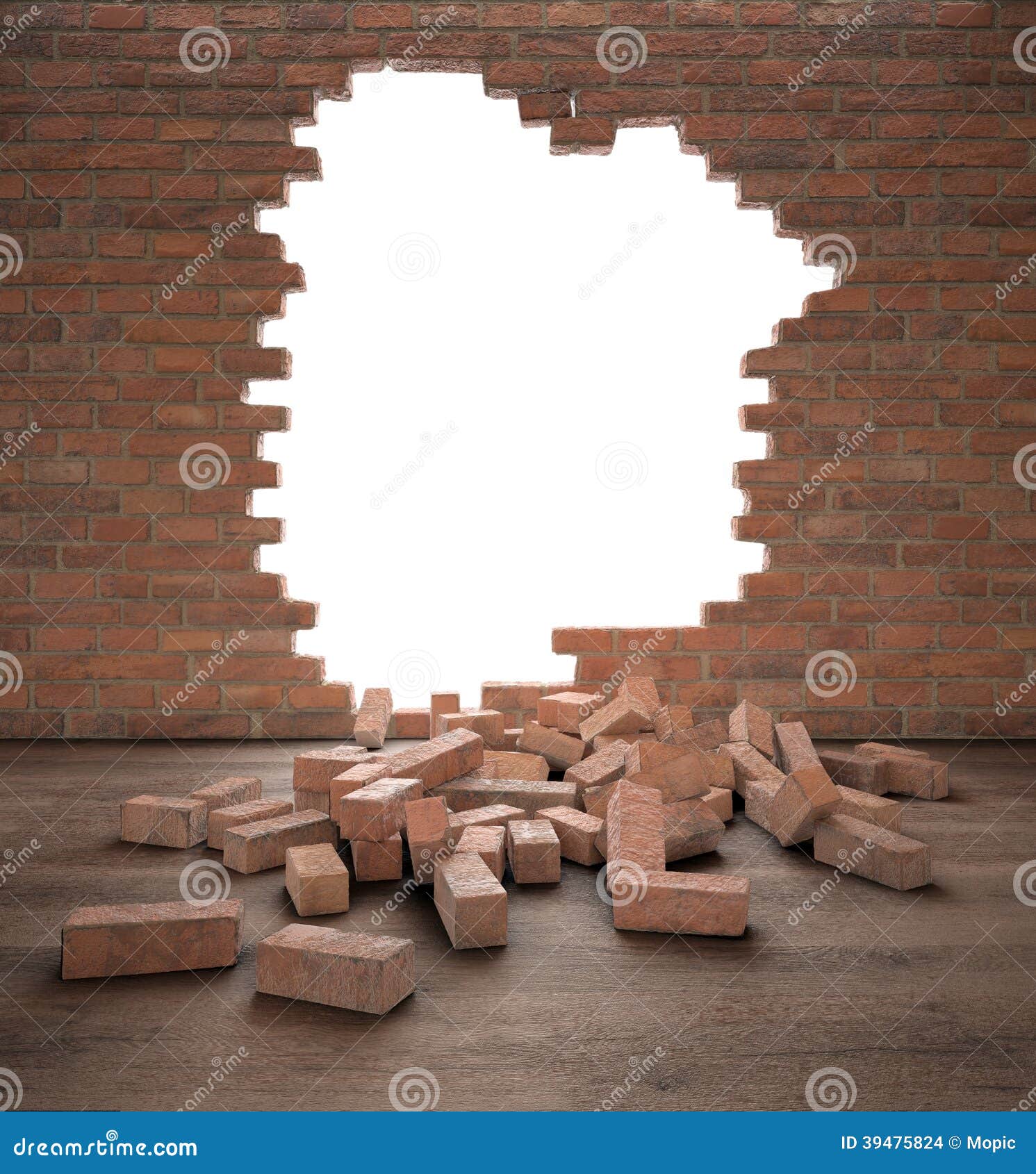 Opening in a brick wall stock illustration. Illustration of imagination ...