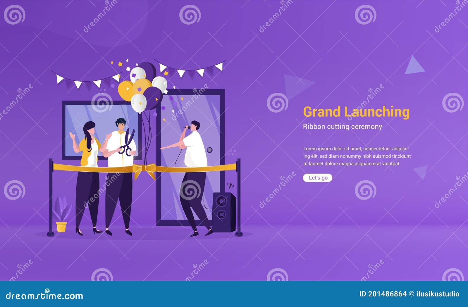 Grand Launching Ceremony with Ribbon Cutting Illustration Concept Stock ...