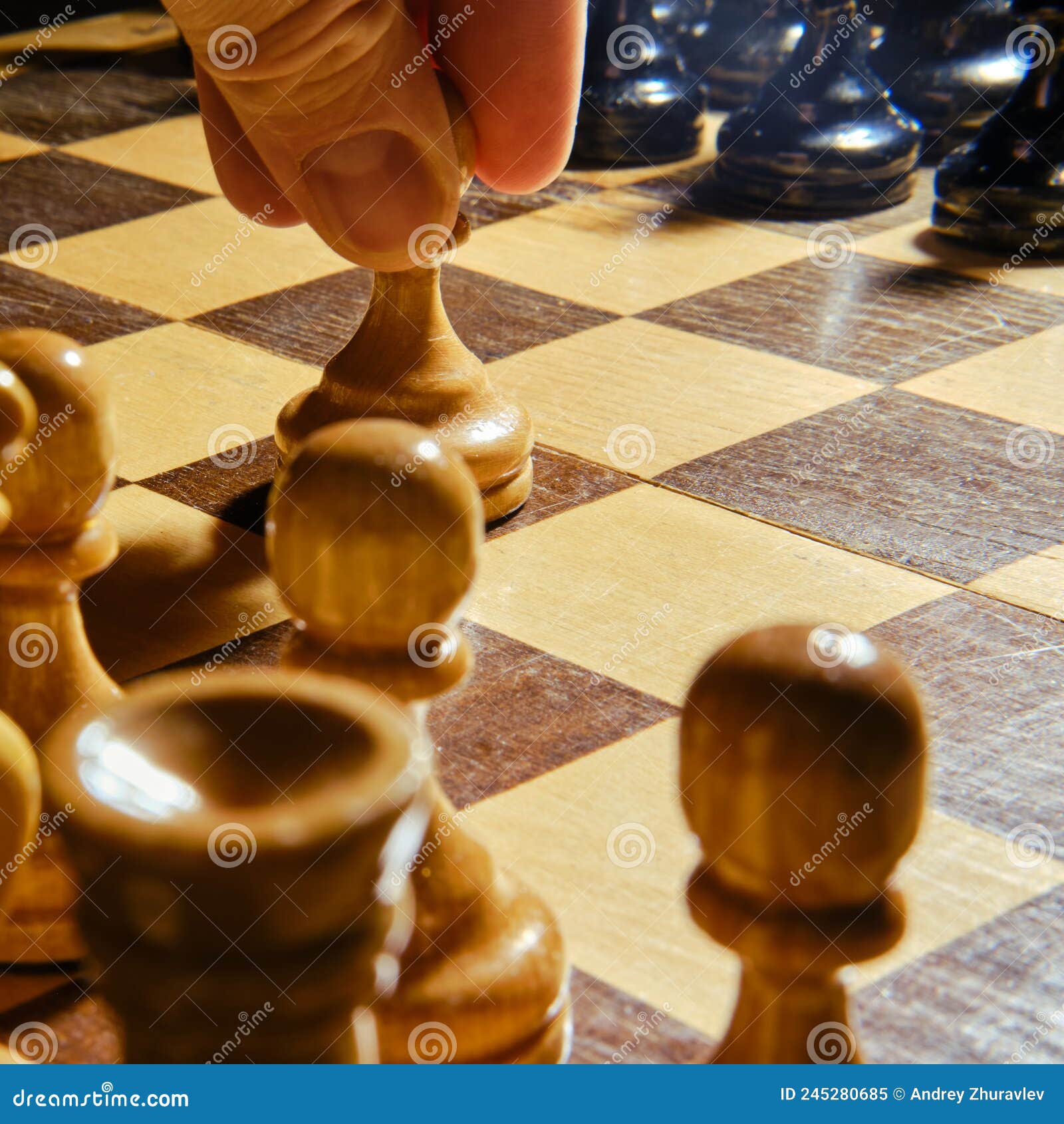 The Opening of the Chess Game with the Move of the White King Pawn E2 ...