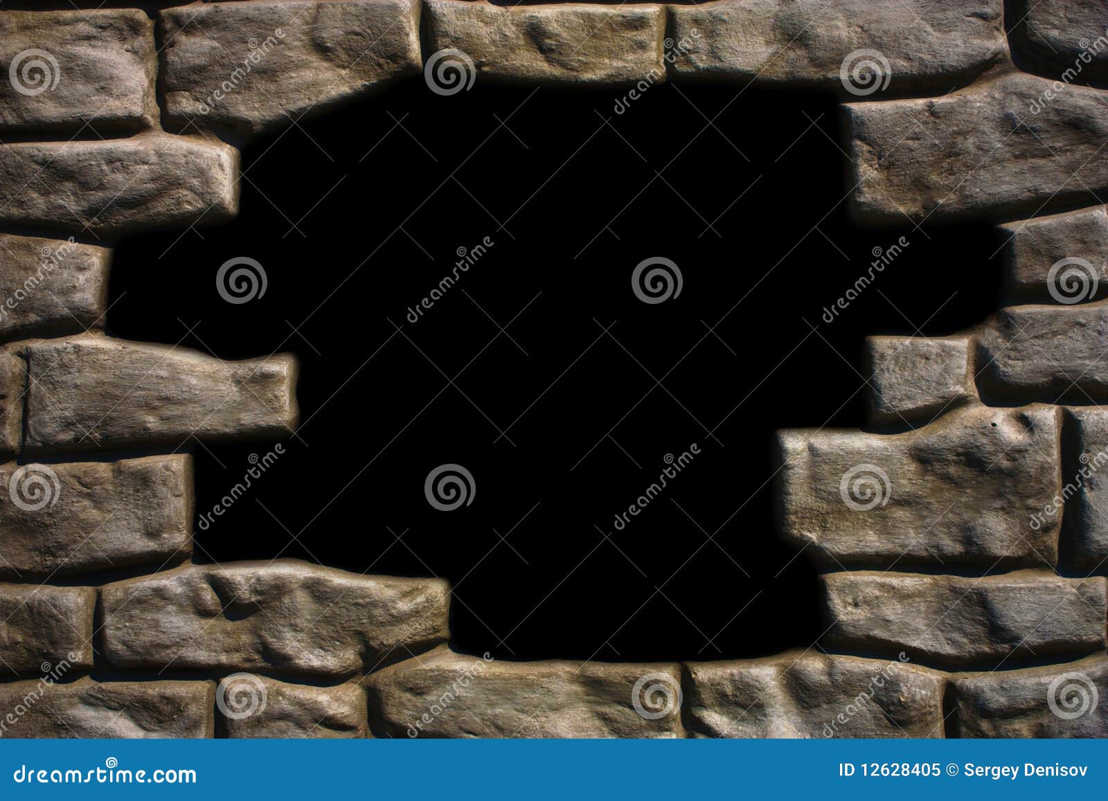 Opening in a Coarse Masonry Stock Image - Image of surface, black: 12628405