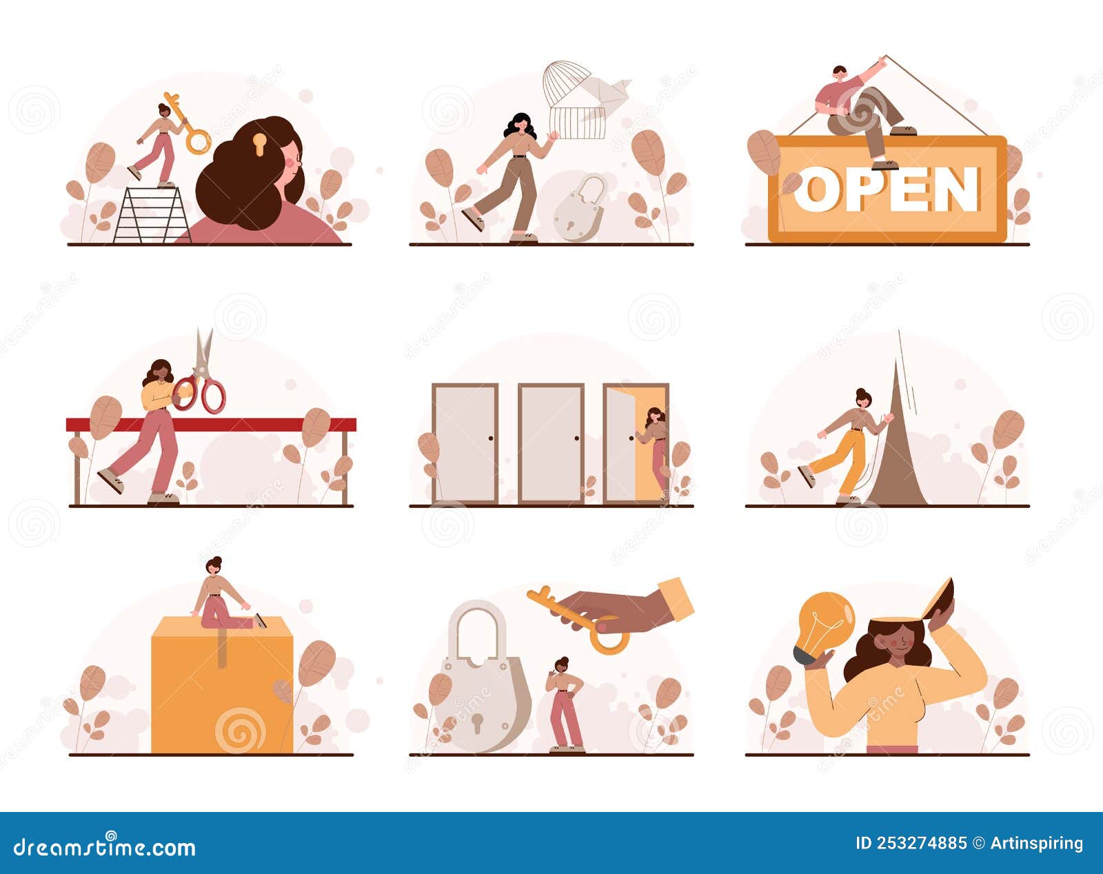 Opening Concept. Character Open Something New Stock Vector ...