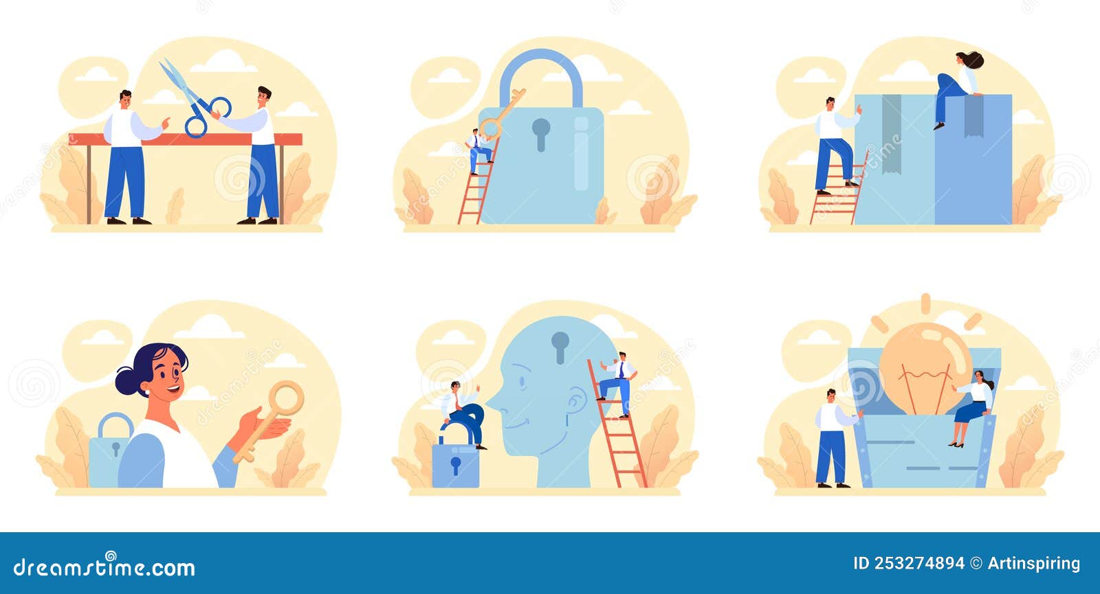 Opening Concept. Character Open Something New Stock Vector ...