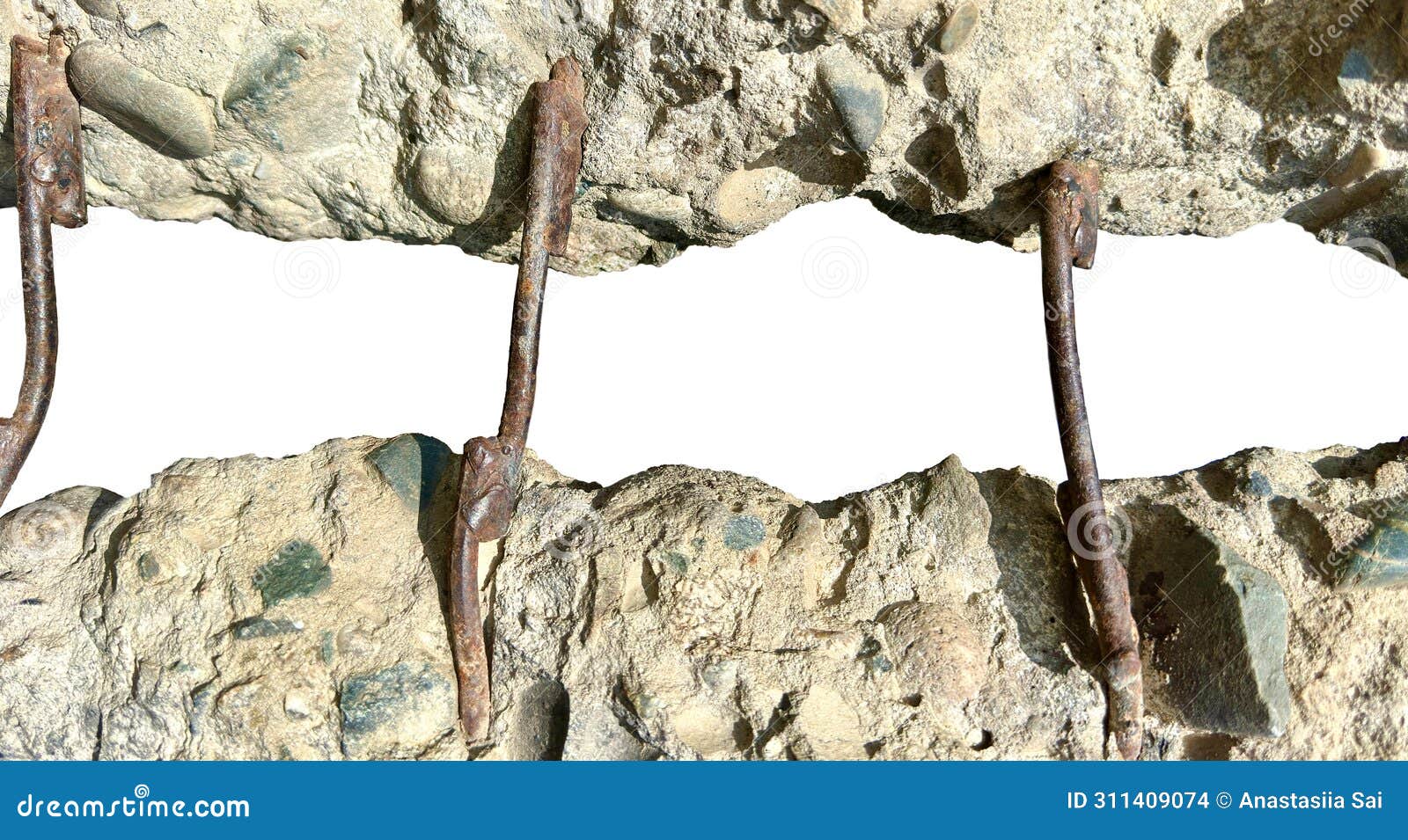 Opening in a Concrete Wall Secured with Iron Brackets Stock Photo ...