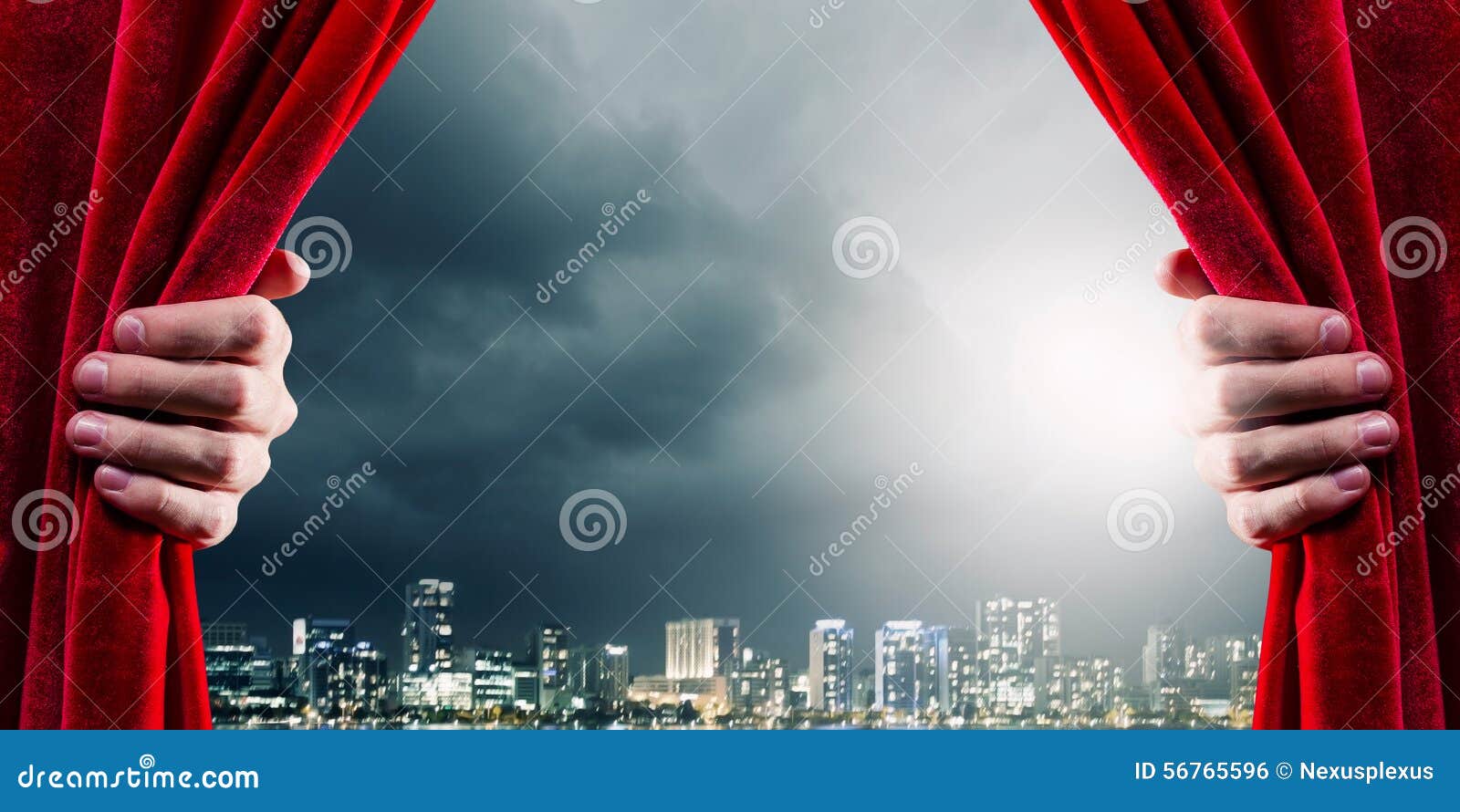 Opening curtain stock photo. Image of curtain, open, gesture - 56765596