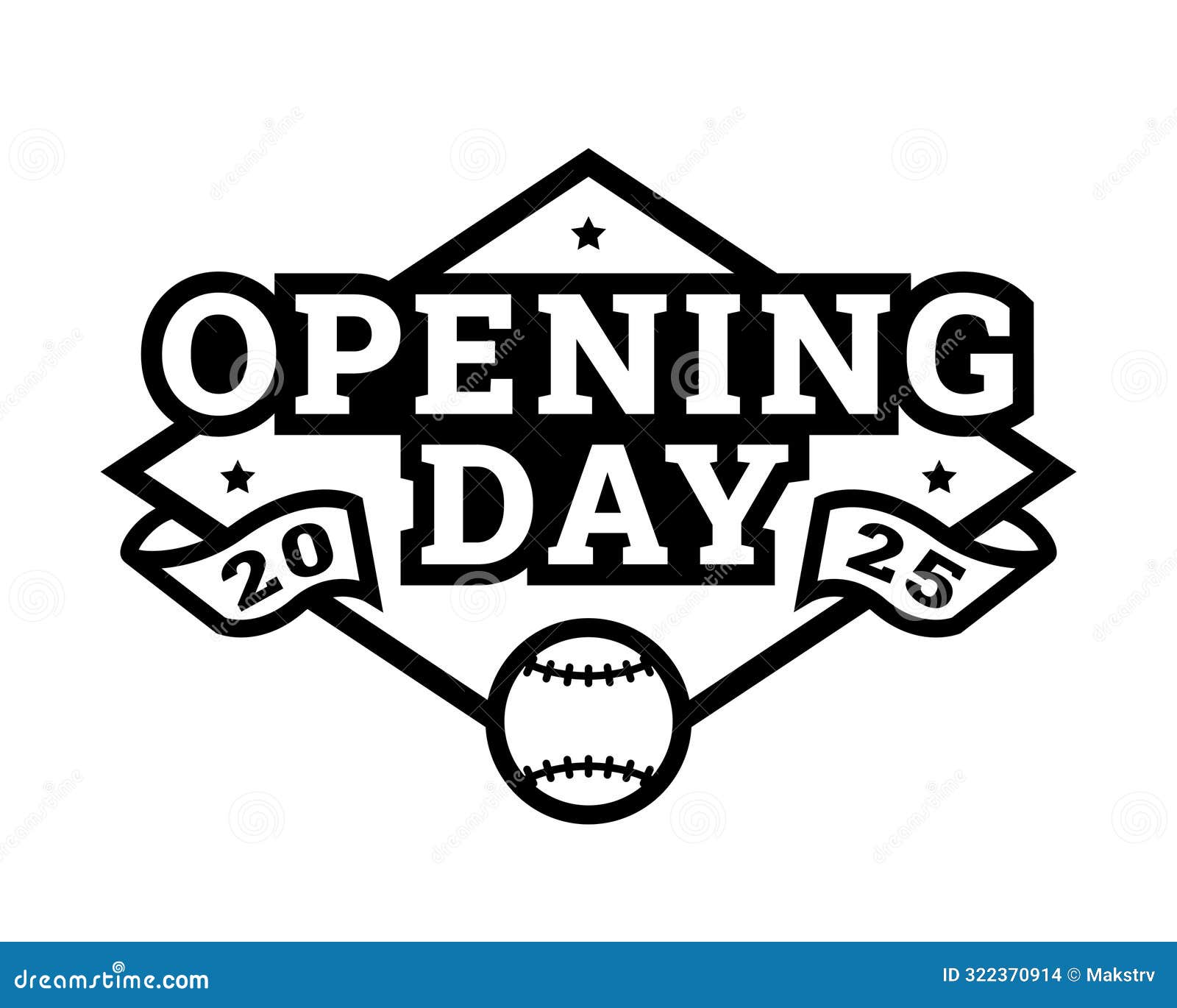 Opening Day, Baseball Logo, Emblem. Stock Illustration - Illustration ...