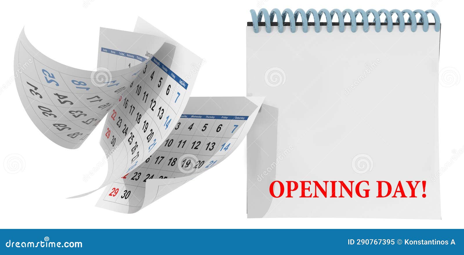 Opening Day Wie are Open Calendar - 3d Rendering Stock Illustration ...