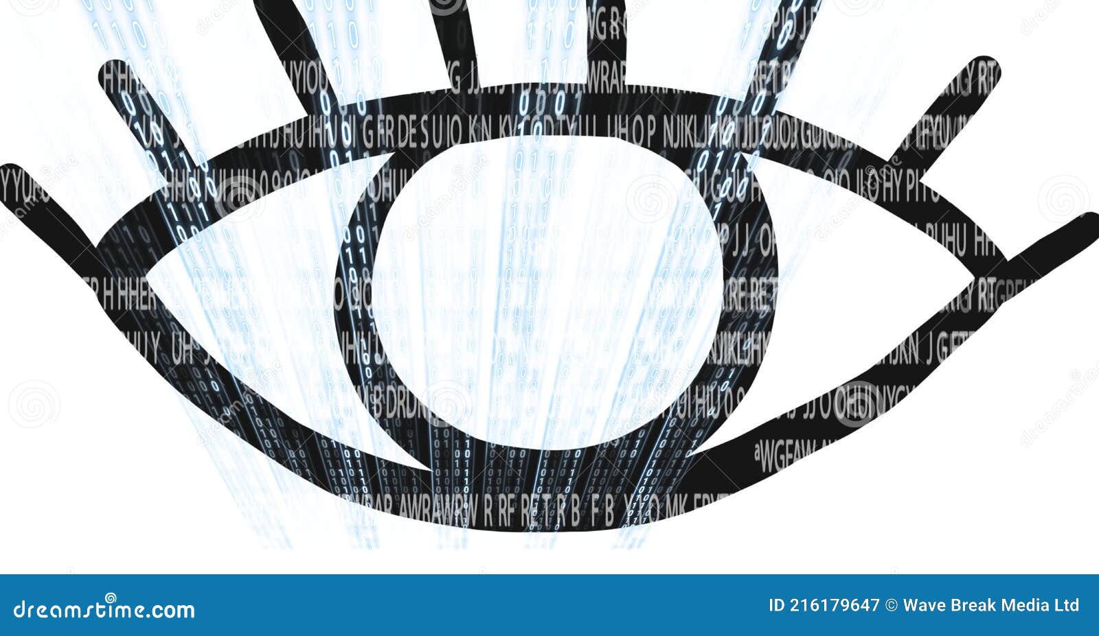 Opening Eye and Rain Falling Over Computer Code, Program Coding and ...