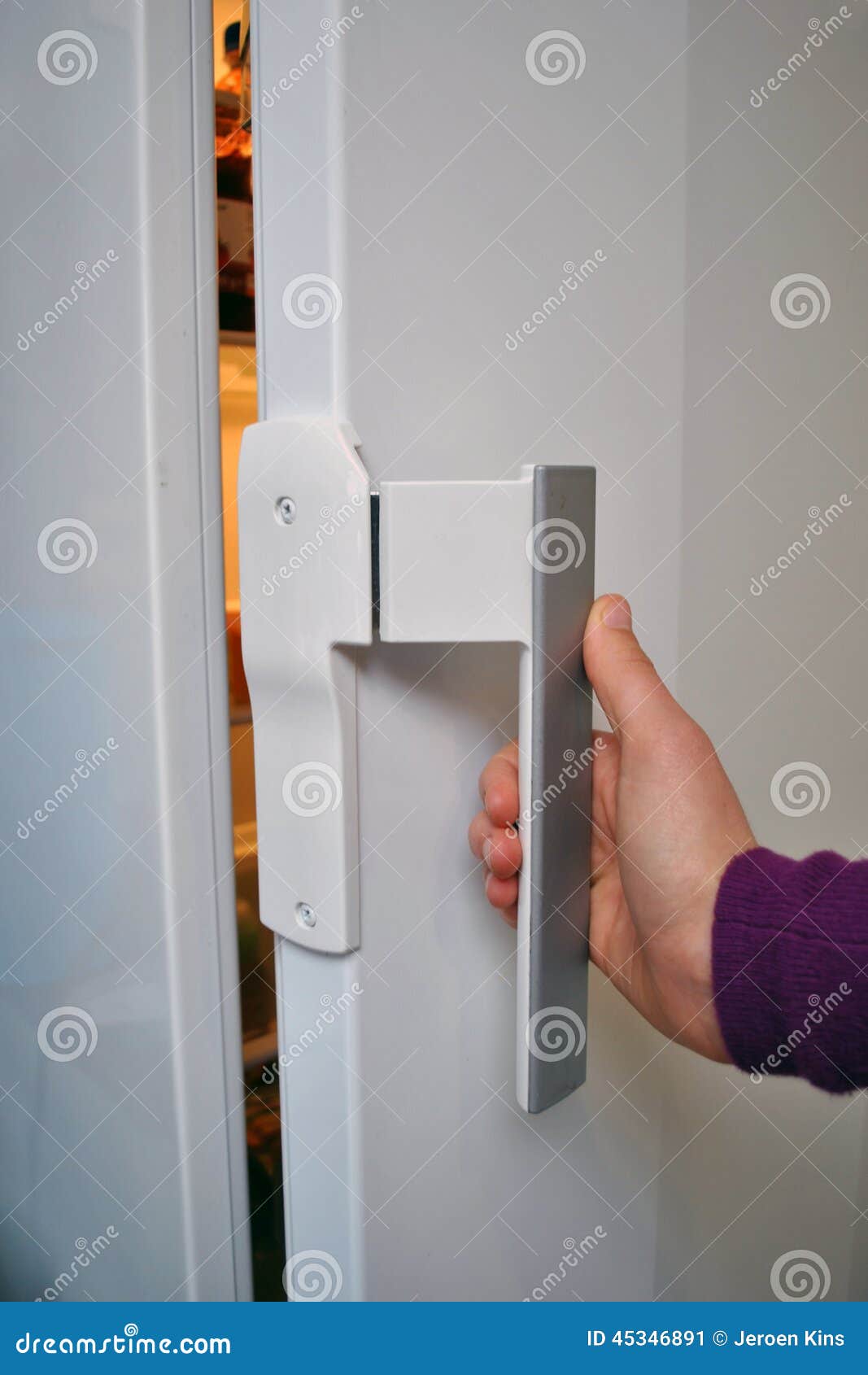 Opening the fridge stock image. Image of closing, handling - 45346891