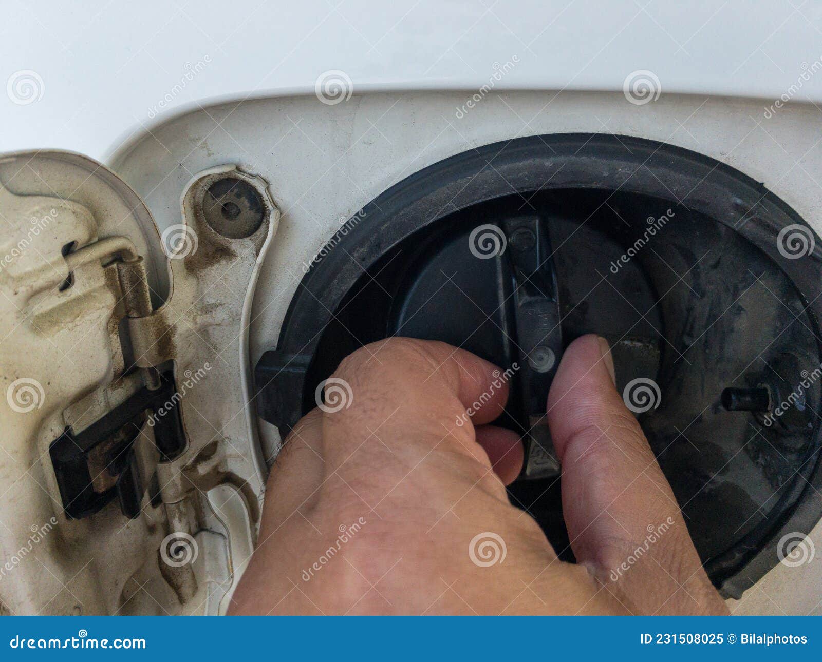 Opening Fuel Tank Cap for Refueling Stock Image - Image of finance ...