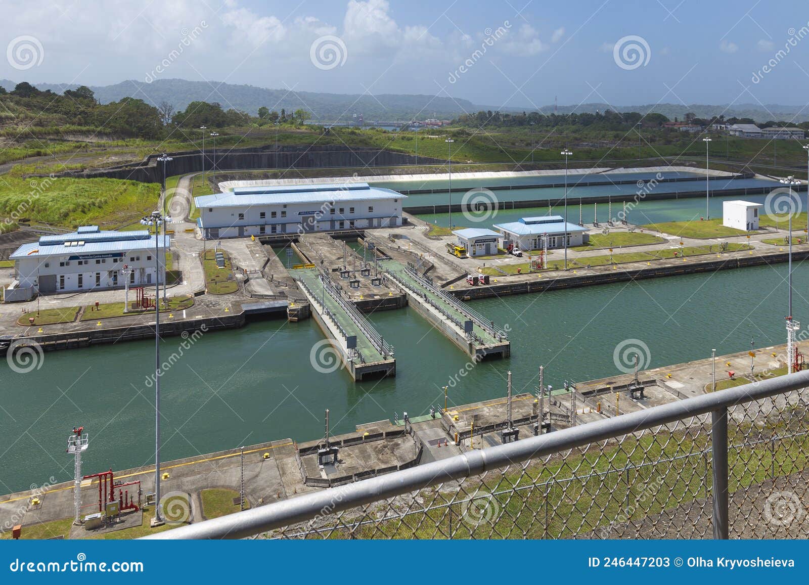 Opening the Gates of the Panama Canal. Ship Passes the Panama Canal ...