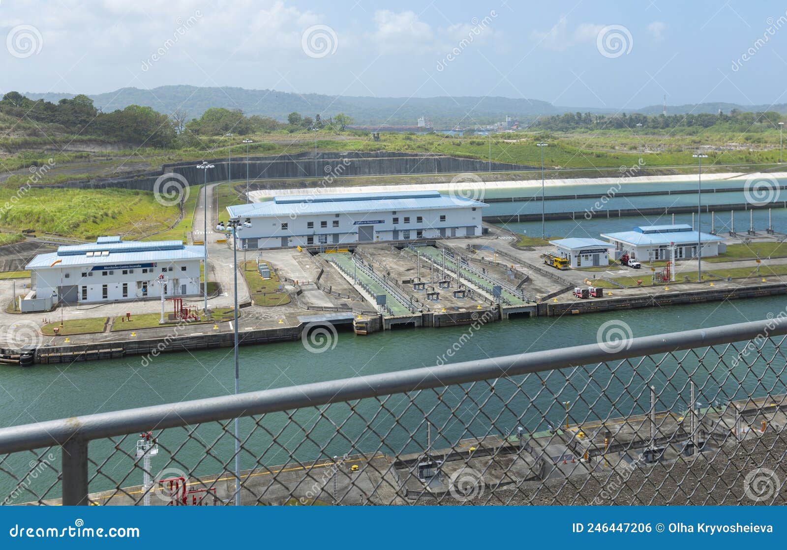Opening the Gates of the Panama Canal. Ship Passes the Panama Canal ...