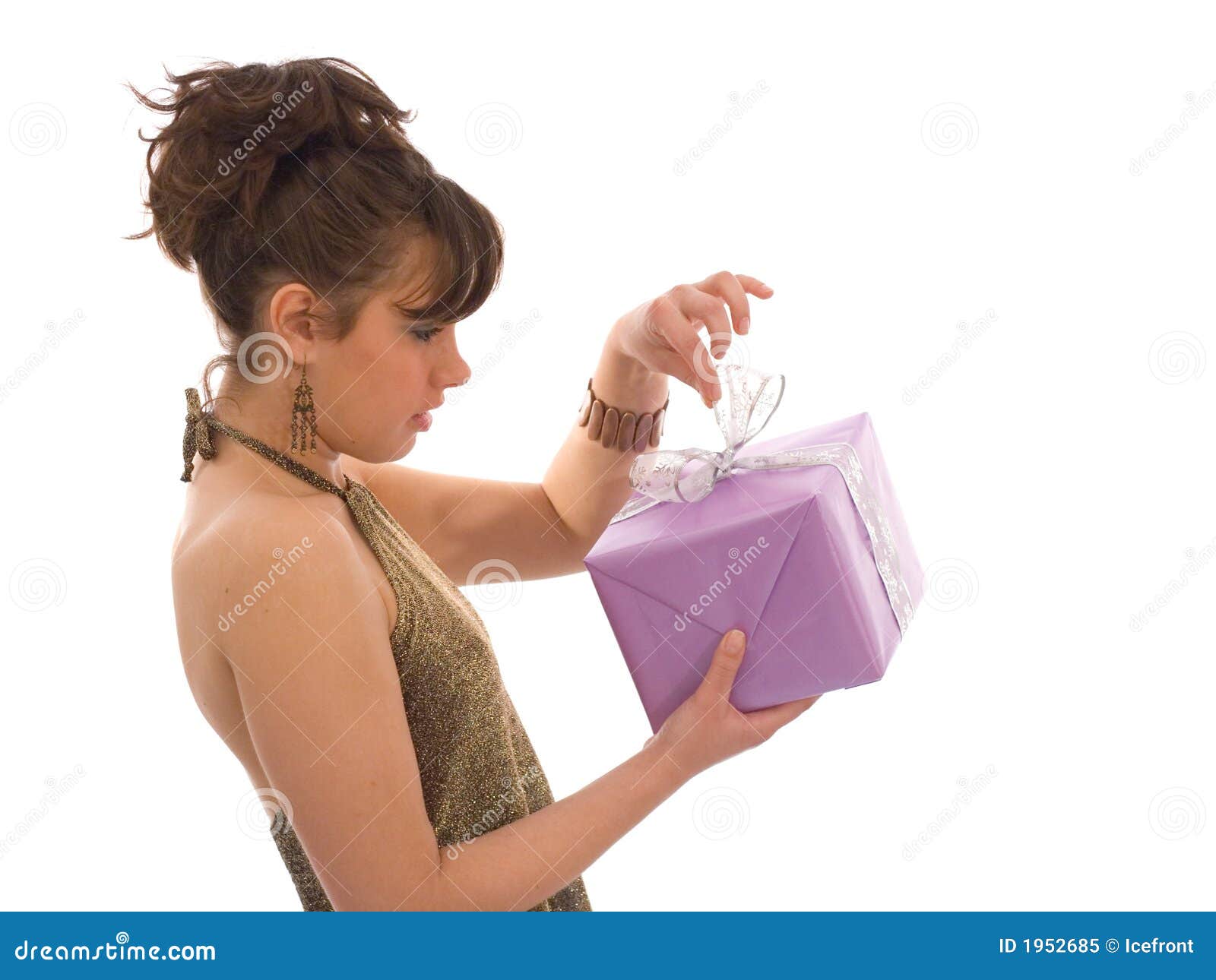 Opening a gift stock image. Image of ribbon, open, present - 1952685