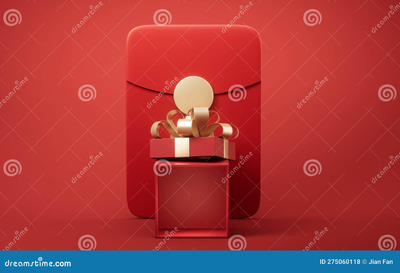 Opening Gift Box with Chinese Lucky Packet, 3d Rendering Stock ...