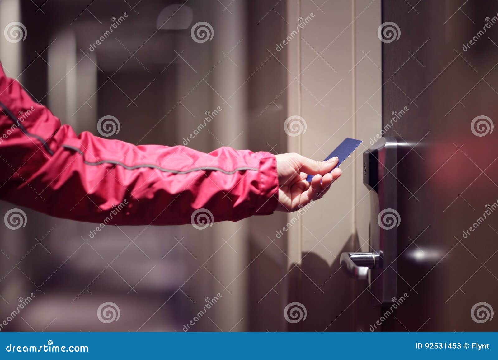 Opening Hotel Door with Keyless Entry Card Stock Image - Image of ...