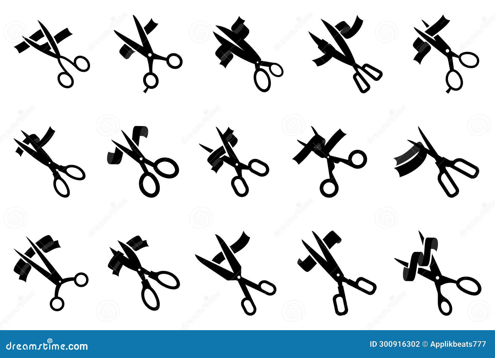 Opening Icons. Set of Different Opening Icons. Simple Scissors and ...