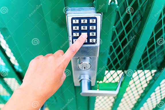 Opening a Keycode Door Lock Outdoors Stock Image - Image of modern ...