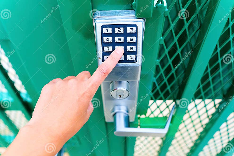 Opening a Keycode Door Lock Outdoors Stock Image - Image of modern ...