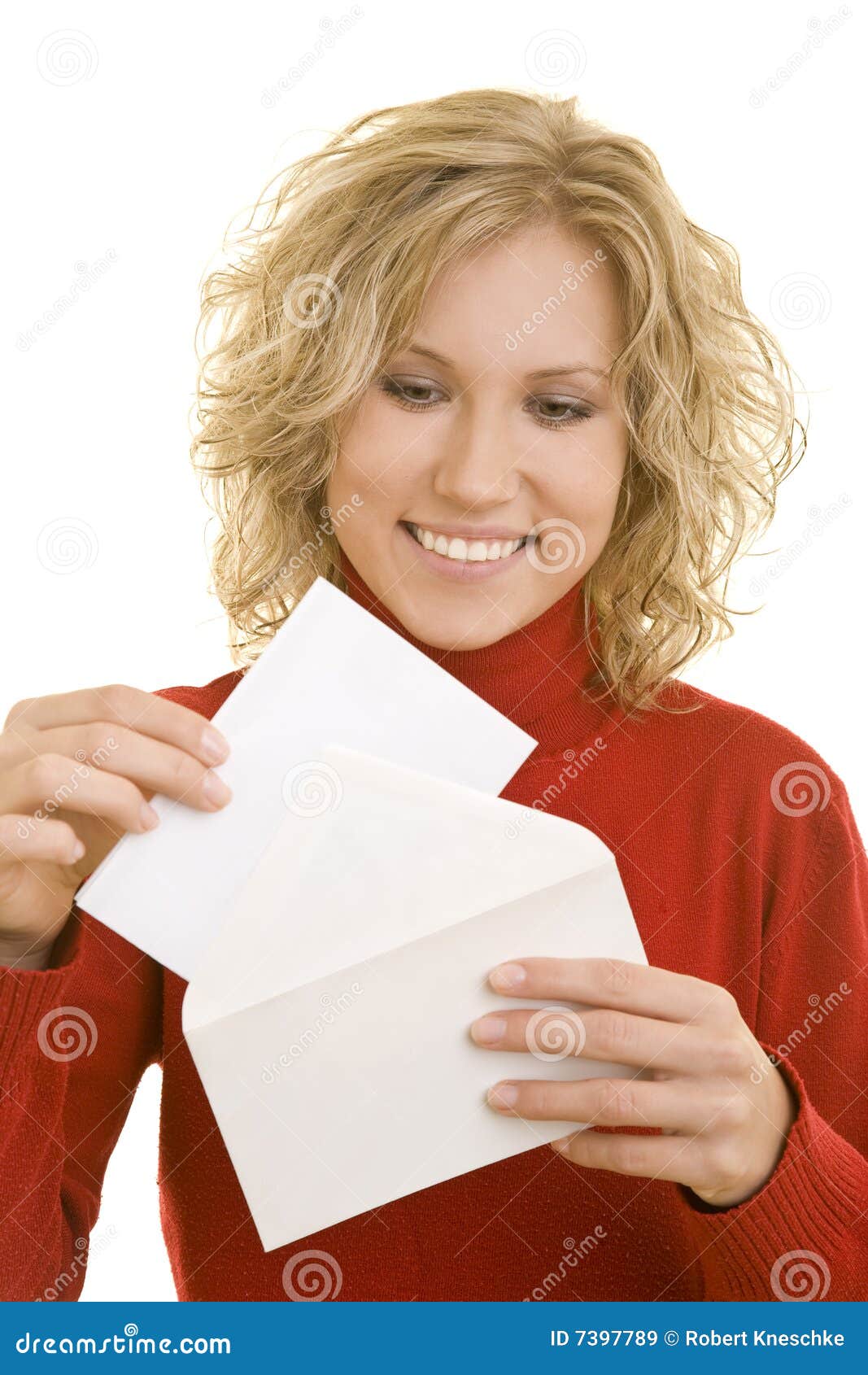 Opening a letter stock image. Image of closing, mail, blond - 7397789