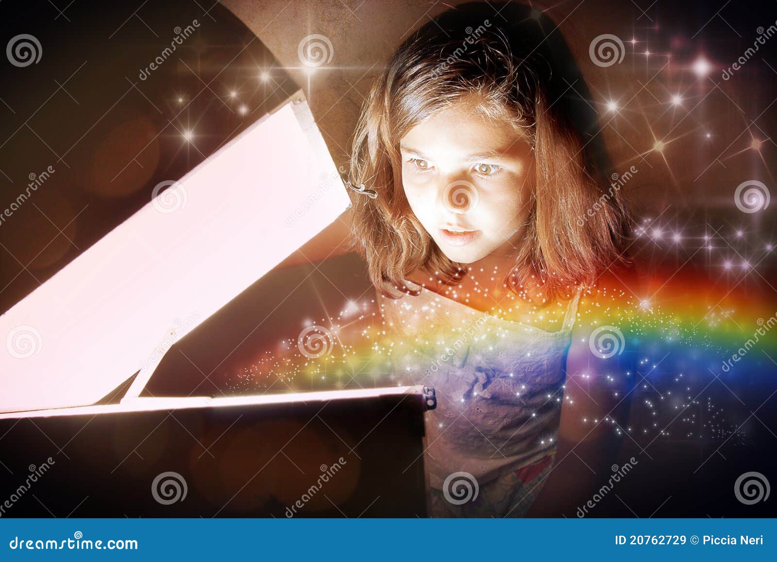 Opening the magic chest stock image. Image of beauty - 20762729