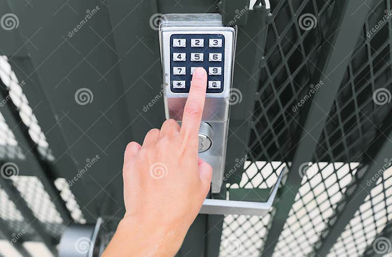 Opening a Mechanical Keypad Gate Lock Stock Image - Image of system ...