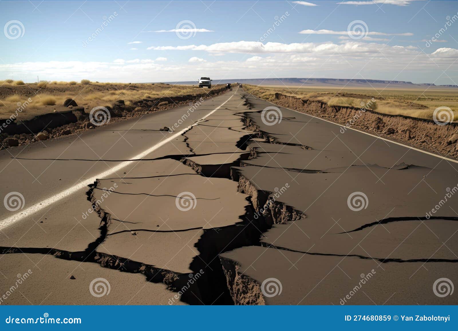Opening Of New Cracks In The Earths Crust. Top View From The Drone ...