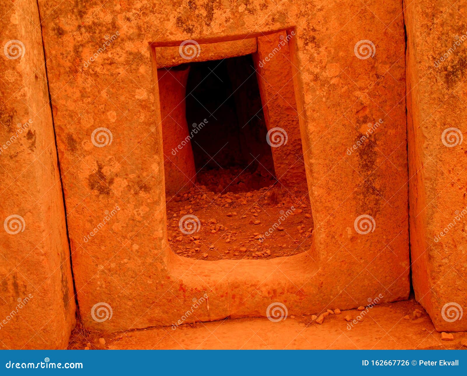 Opening in Old Orange Stone Monument Stock Photo - Image of abstract ...