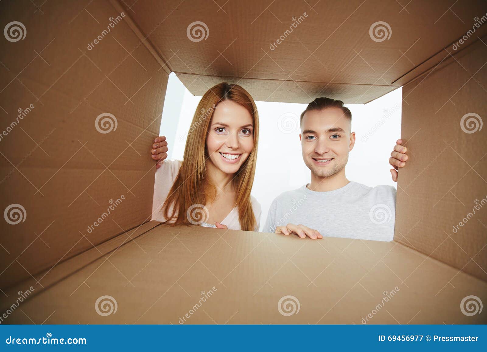 Opening parcel stock image. Image of smiling, happy, order - 69456977