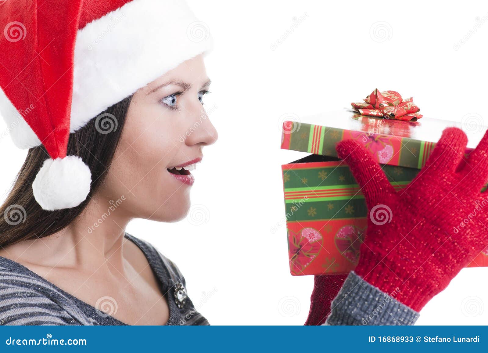Opening present stock image. Image of receiving, woman - 16868933