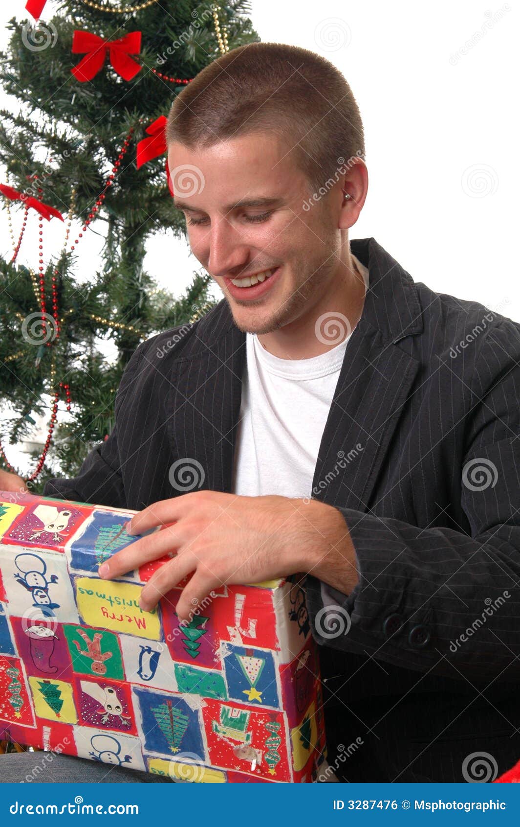 Opening Presents stock photo. Image of young, christmas - 3287476