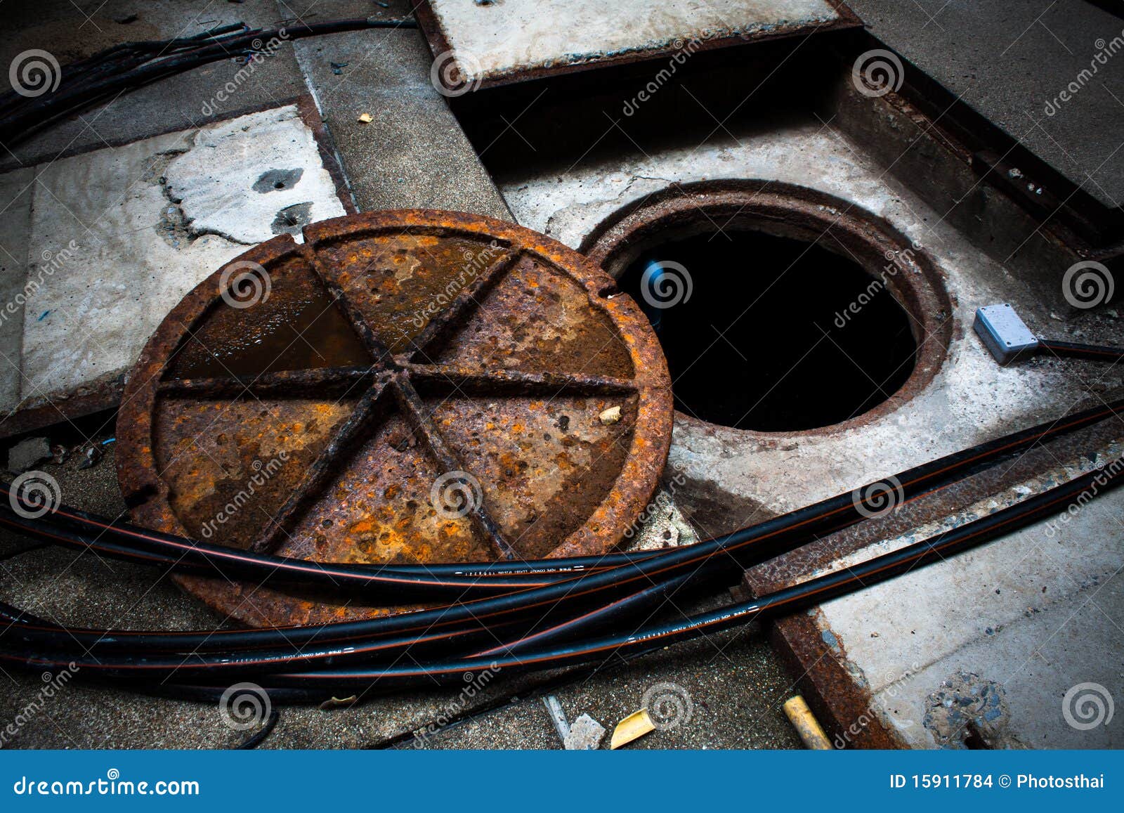 Opening Rusty Manhole Cover Stock Photo - Image of closed, construction ...