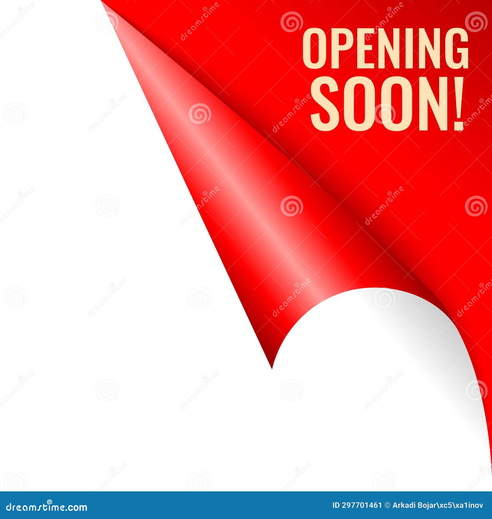 Opening Soon Announce Design with Curled Page Corner Stock Illustration ...
