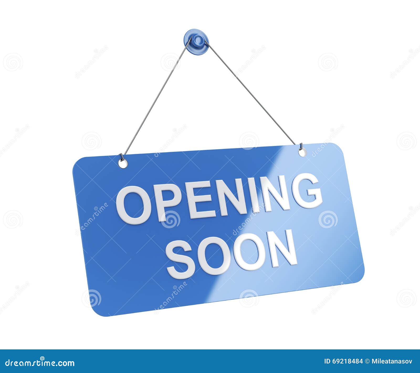 Opening soon signboard stock illustration. Illustration of hanging ...