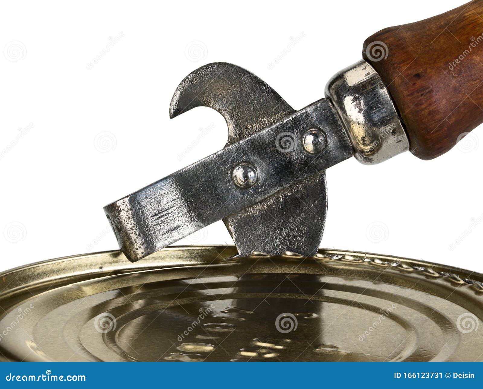Opening of Tin Can by an Old Can Opener Stock Image - Image of ...