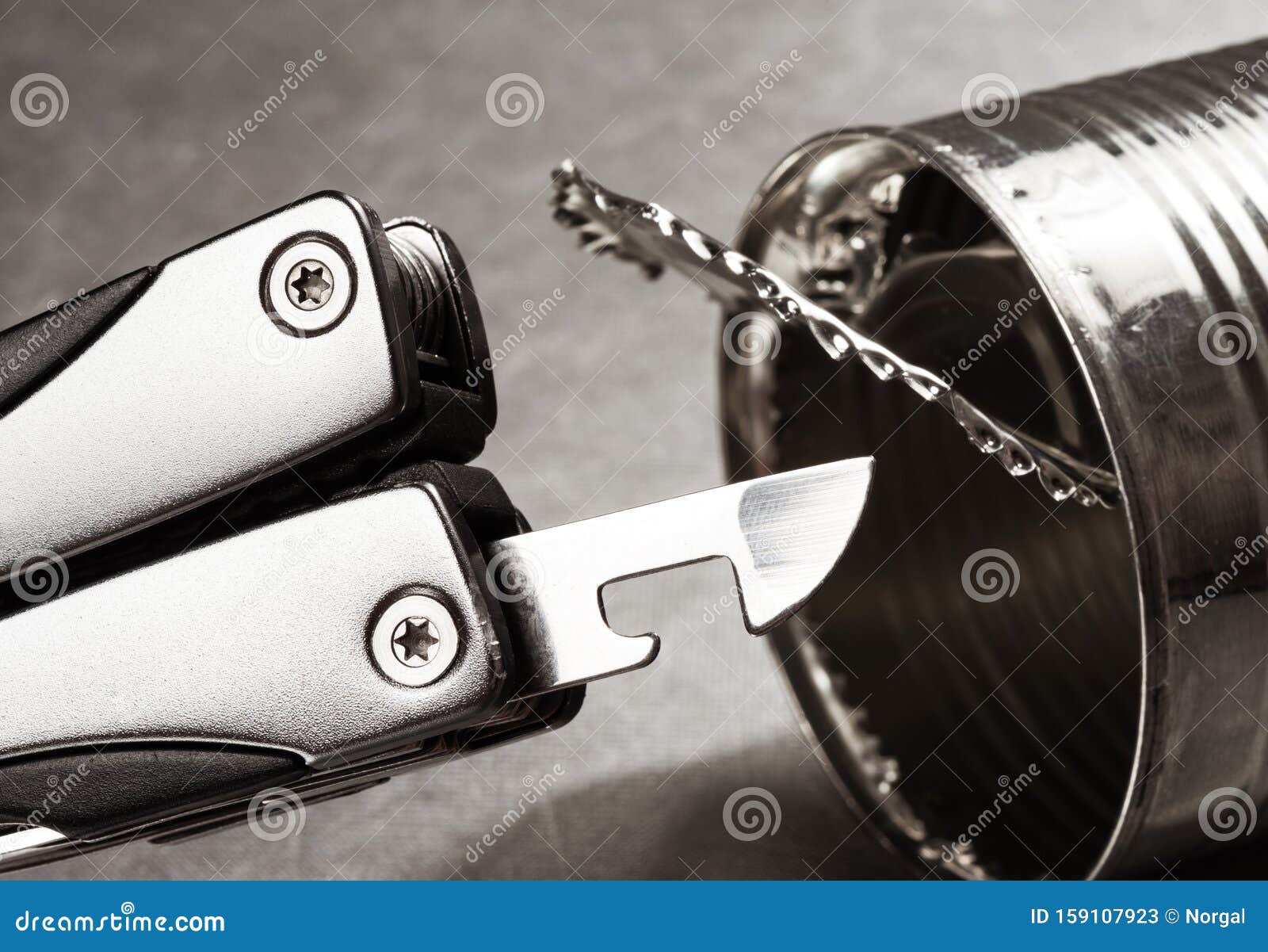 Opening the tin stock image. Image of container, tool - 159107923
