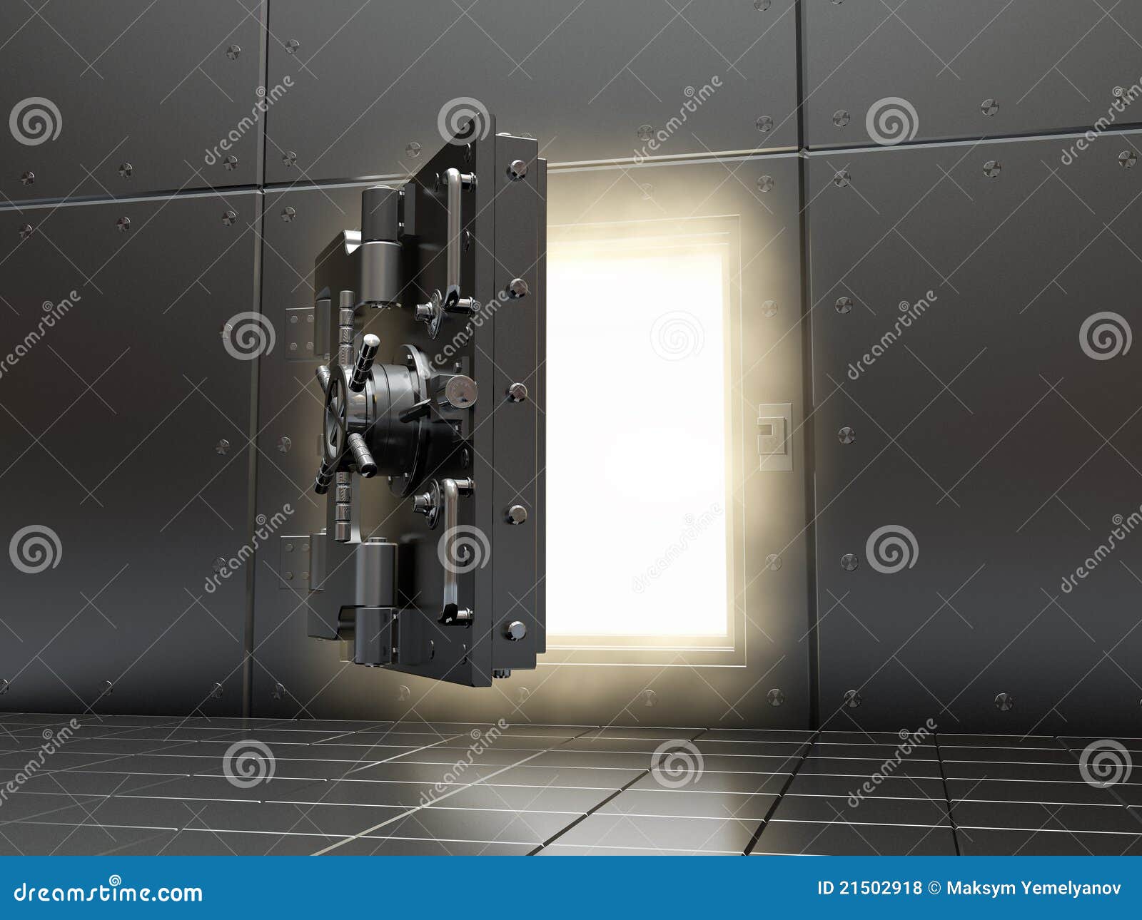 Opening Vault and Volume Light. 3d. Stock Illustration - Illustration ...