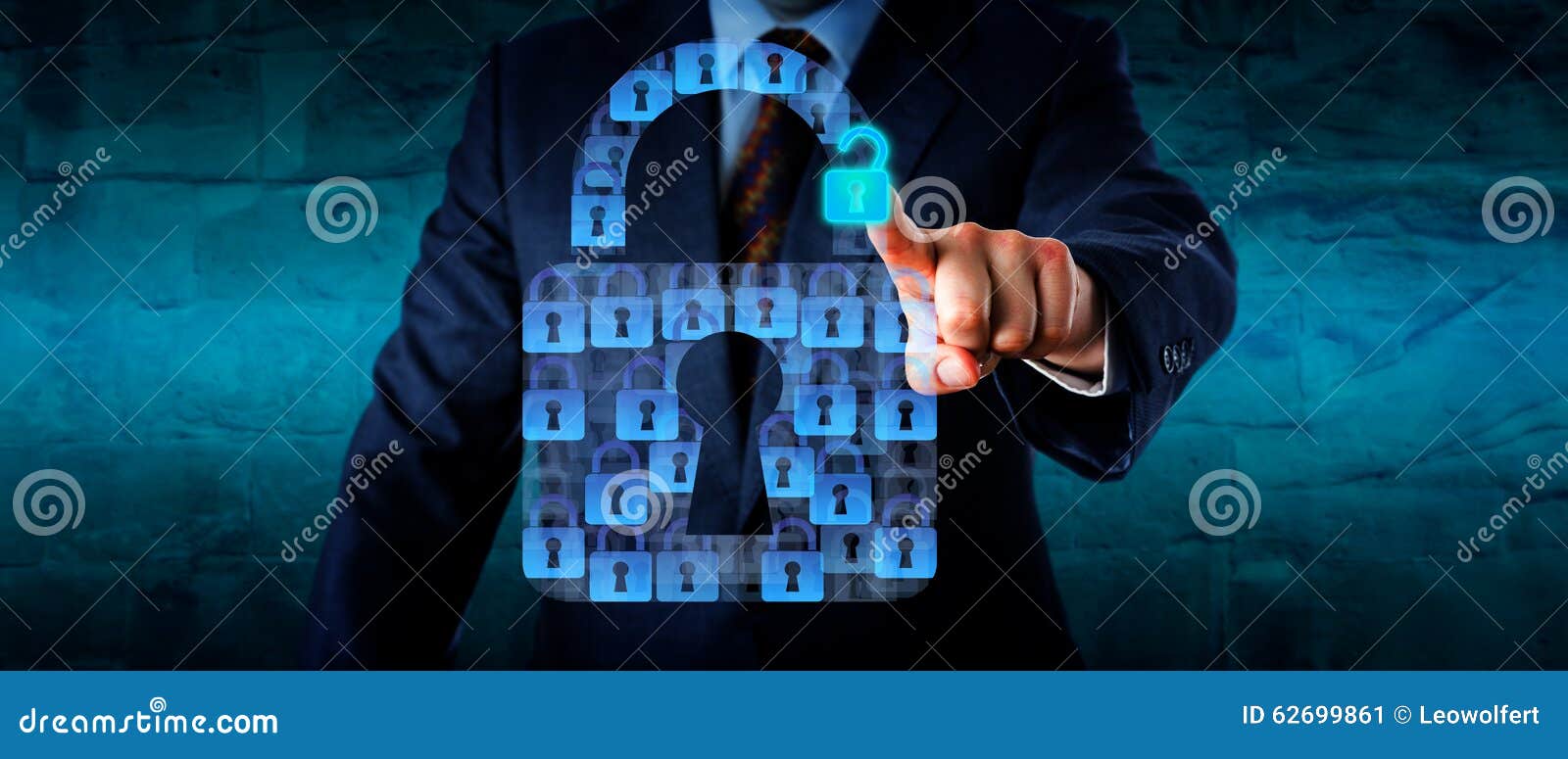 Opening a Virtual Lock Part of a Security App Stock Image - Image of ...