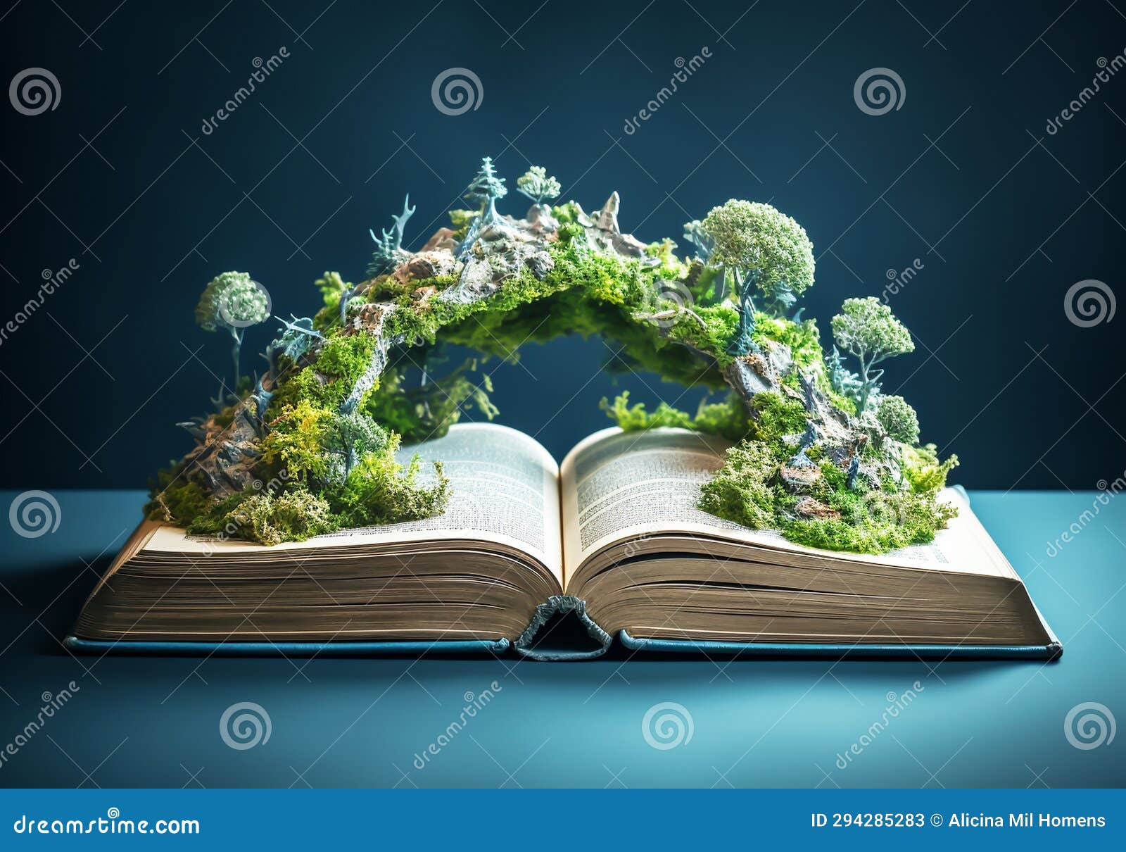 Opens Book with Forest Inside and Earth Globe. Earth S Day. Concept of ...