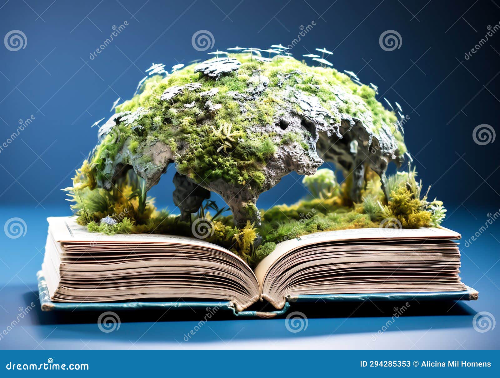 Opens Book with Forest Inside and Earth Globe. Earth S Day. Concept of ...