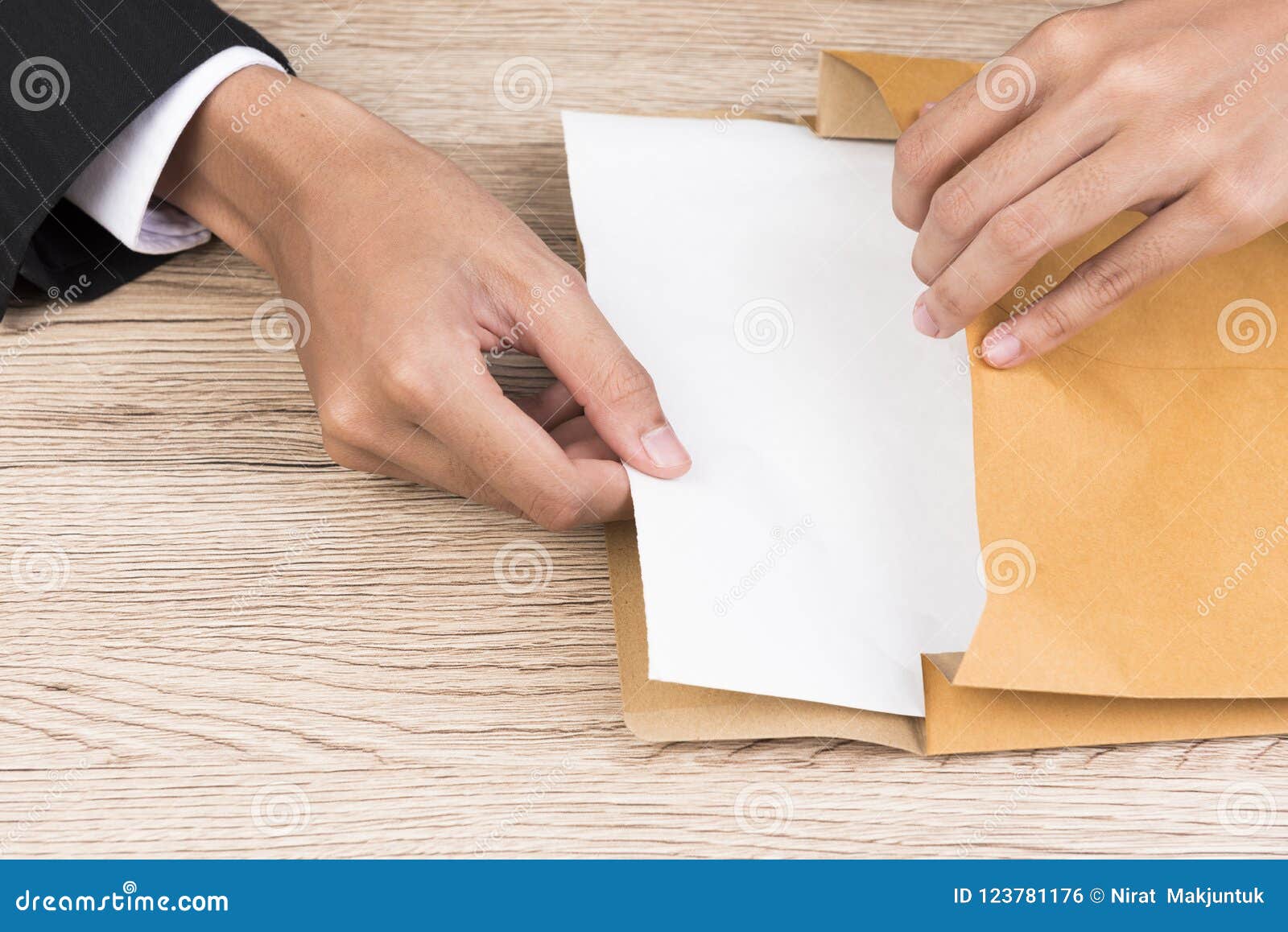 Opens a Brown Envelope on a Desk. Stock Photo - Image of invitation ...