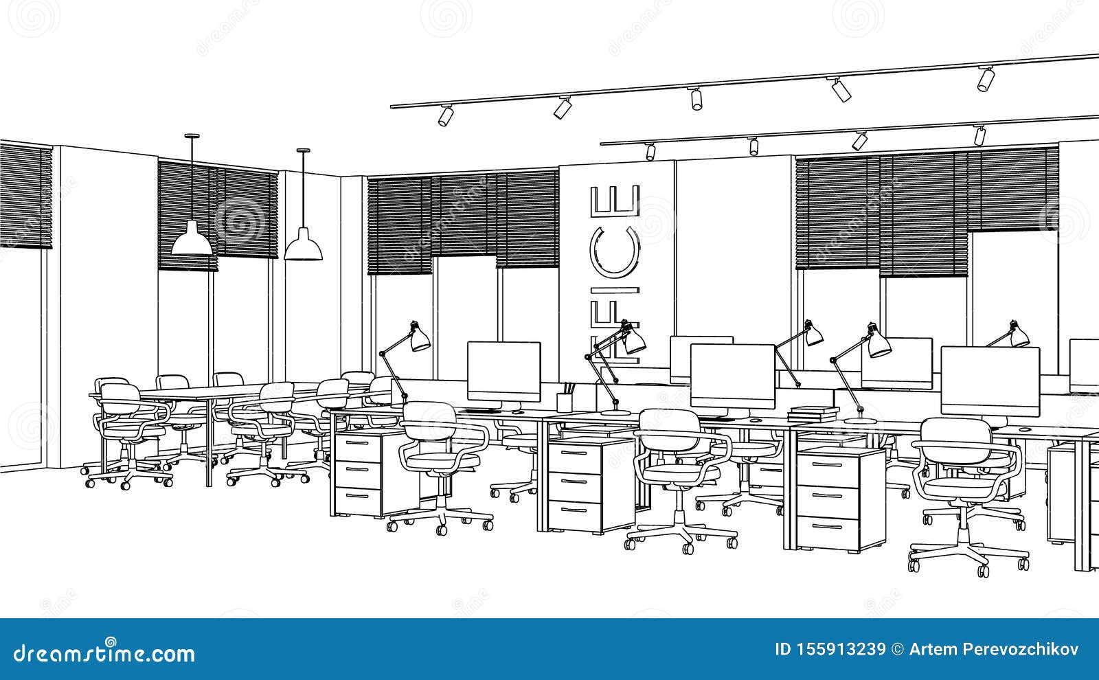 Openspace. Linear Sketch of the Interior Stock Illustration ...