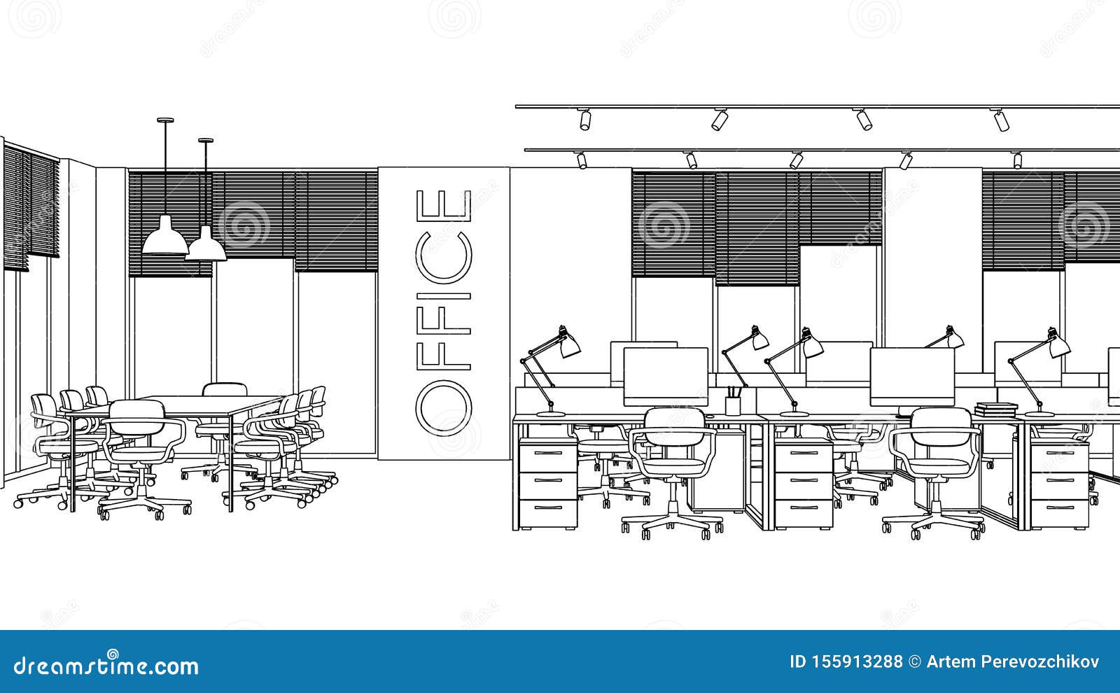 Openspace. Linear Sketch of the Interior Stock Illustration ...
