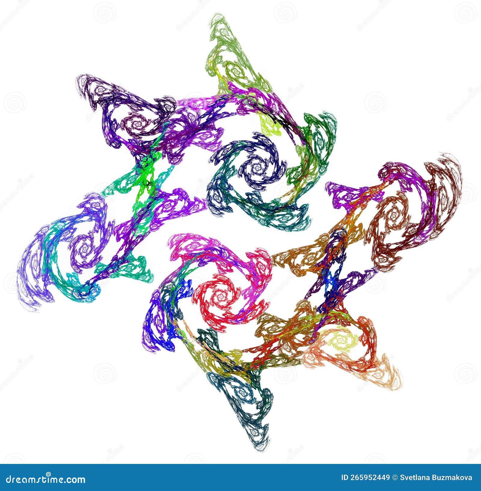 Openwork Colorful Spirals Rotate on a White Background. Light Abstract ...