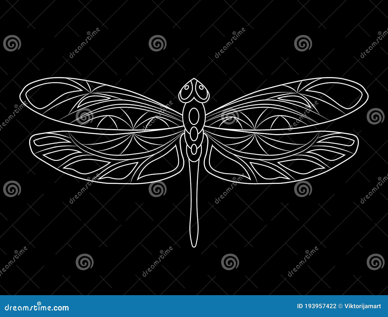 Openwork Dragonfly Icon. Vector Illustration. Isolated White Outline on ...