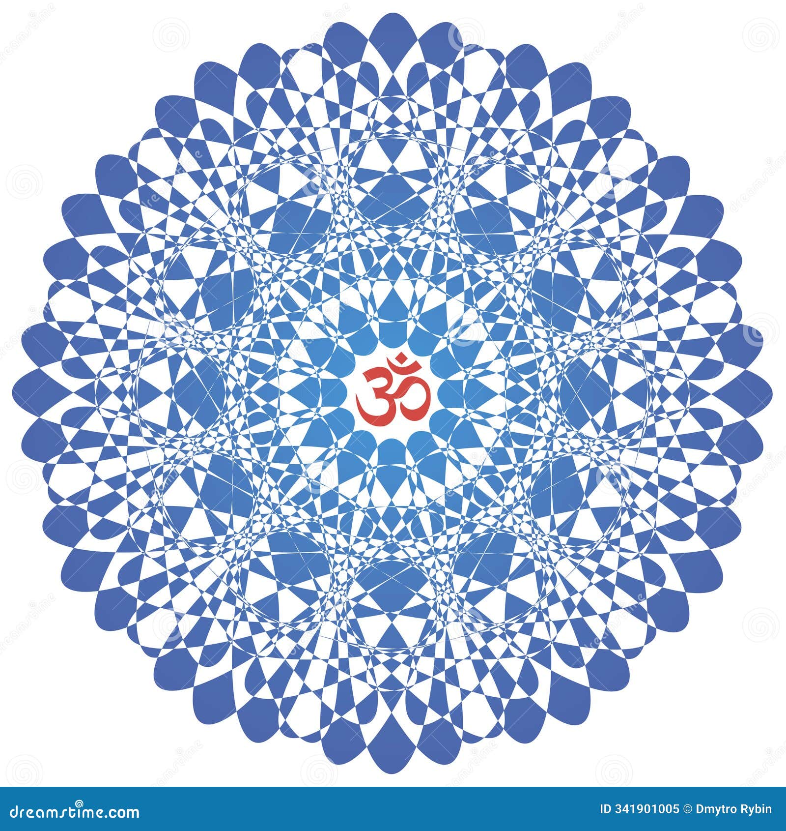 Openwork Elegant Mandala in Blue Tones on a White Background. the Sign ...